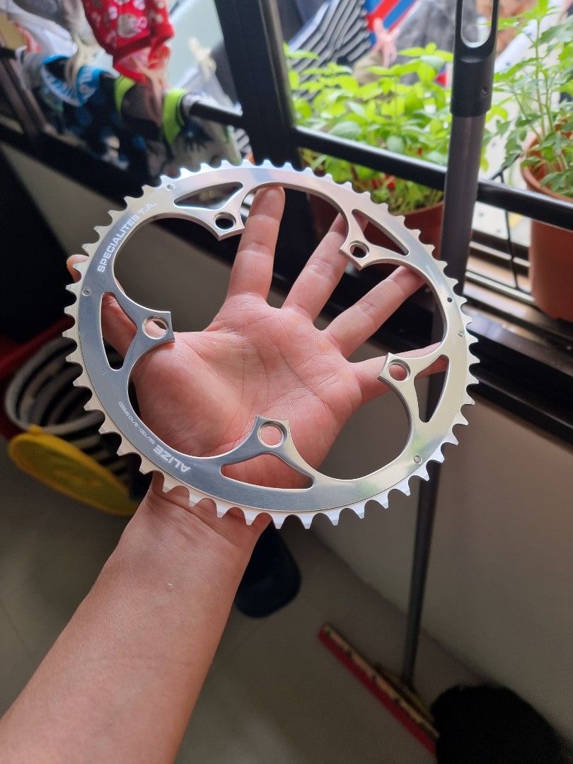 Brompton chrome Chainring TA specialites 130BCD 52T, Sports Equipment ...