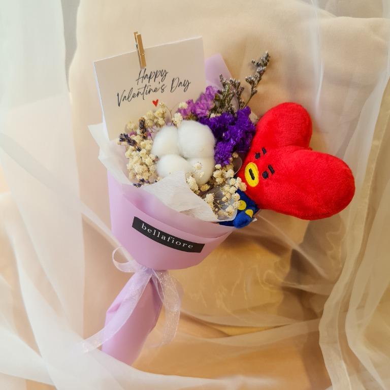 BTS bt21 plush flower bouquet |dried preserved cotton bouquet, Hobbies ...