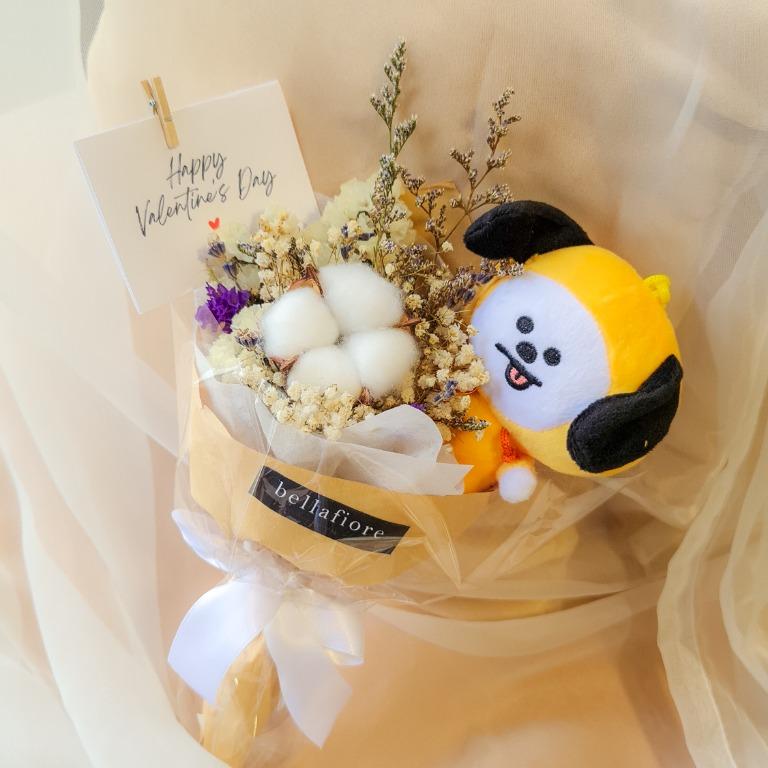 BTS bt21 plush flower bouquet |dried preserved cotton bouquet, Hobbies ...