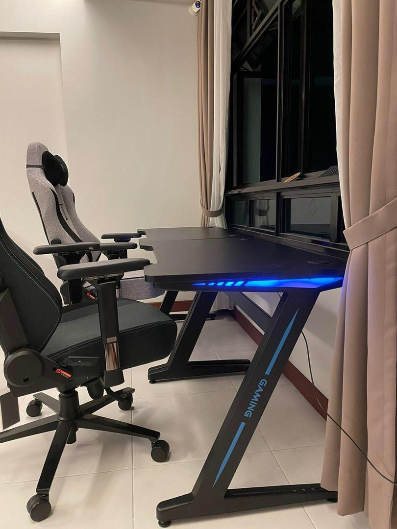 Gaming computer table with RGB lighting, Furniture & Home Living ...