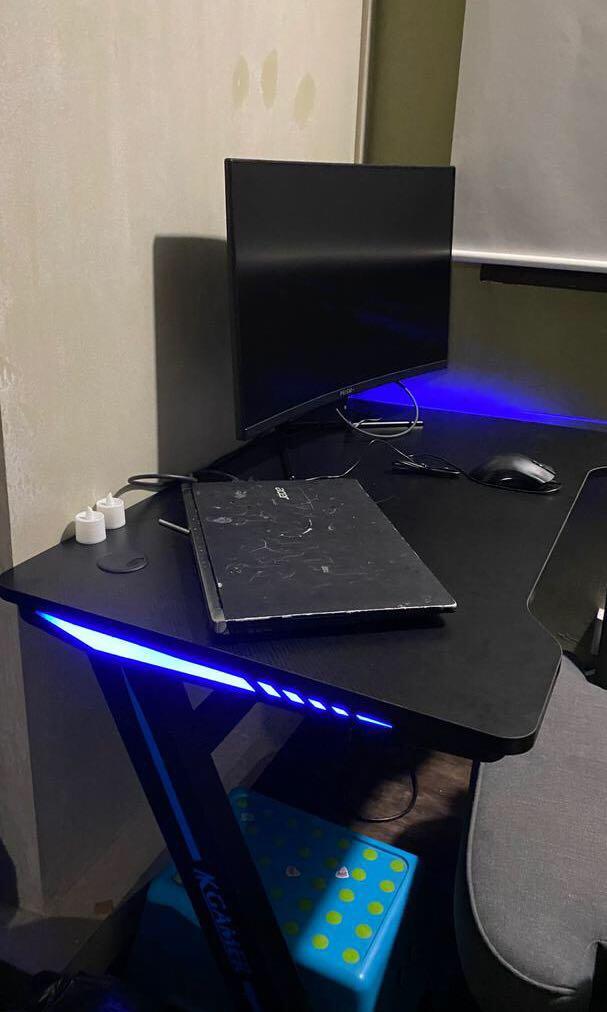 Gaming computer table with RGB lighting, Furniture & Home Living ...