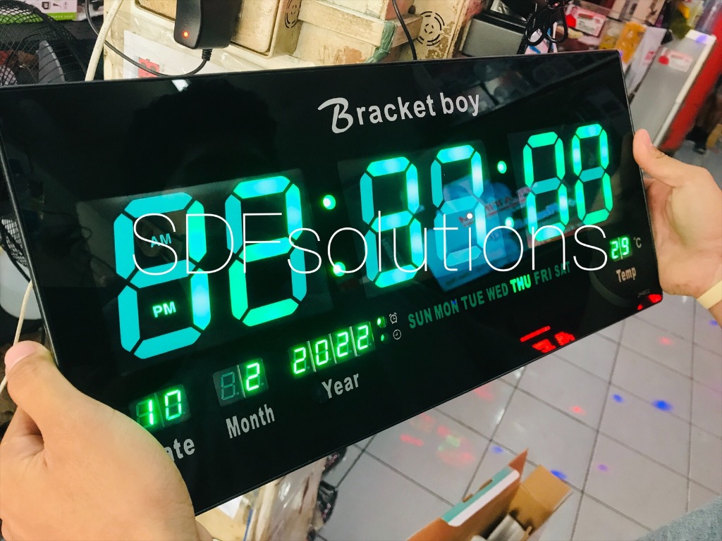 JH4622 18 Inch Large Digital Display LED Wall Clock ( GREEN ...