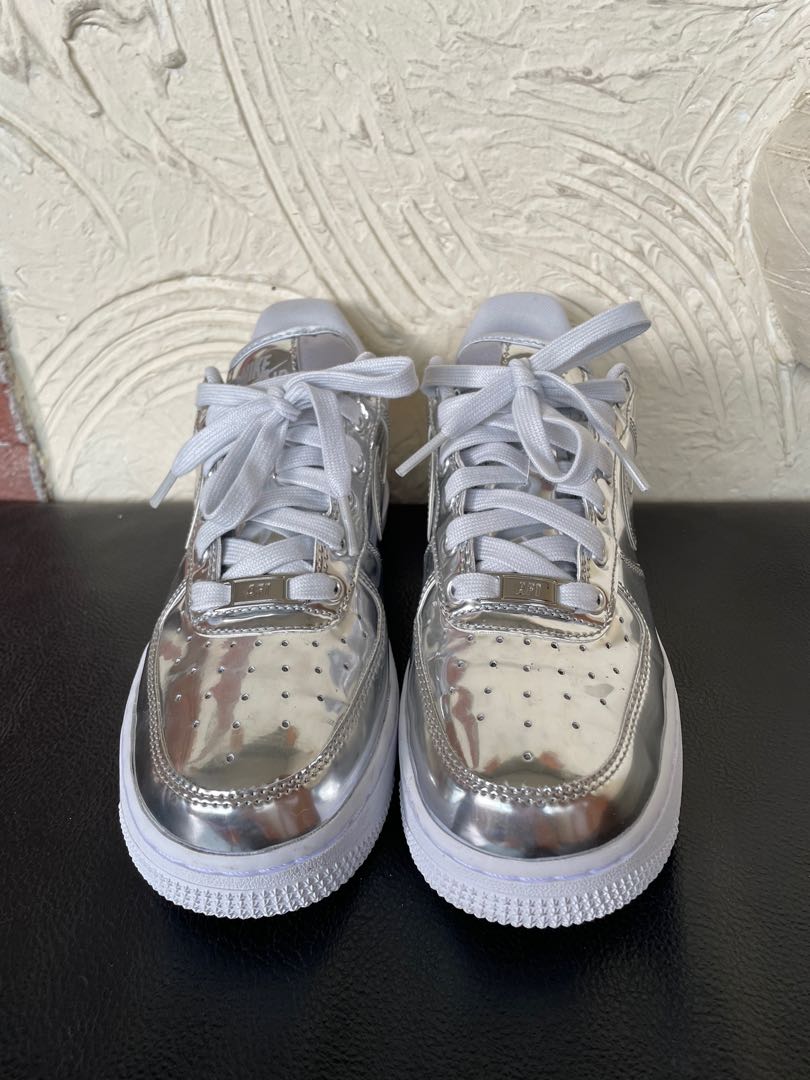 Nike AF1 Air Force 1 Silver Chrome, Women's Fashion, Footwear, Sneakers ...