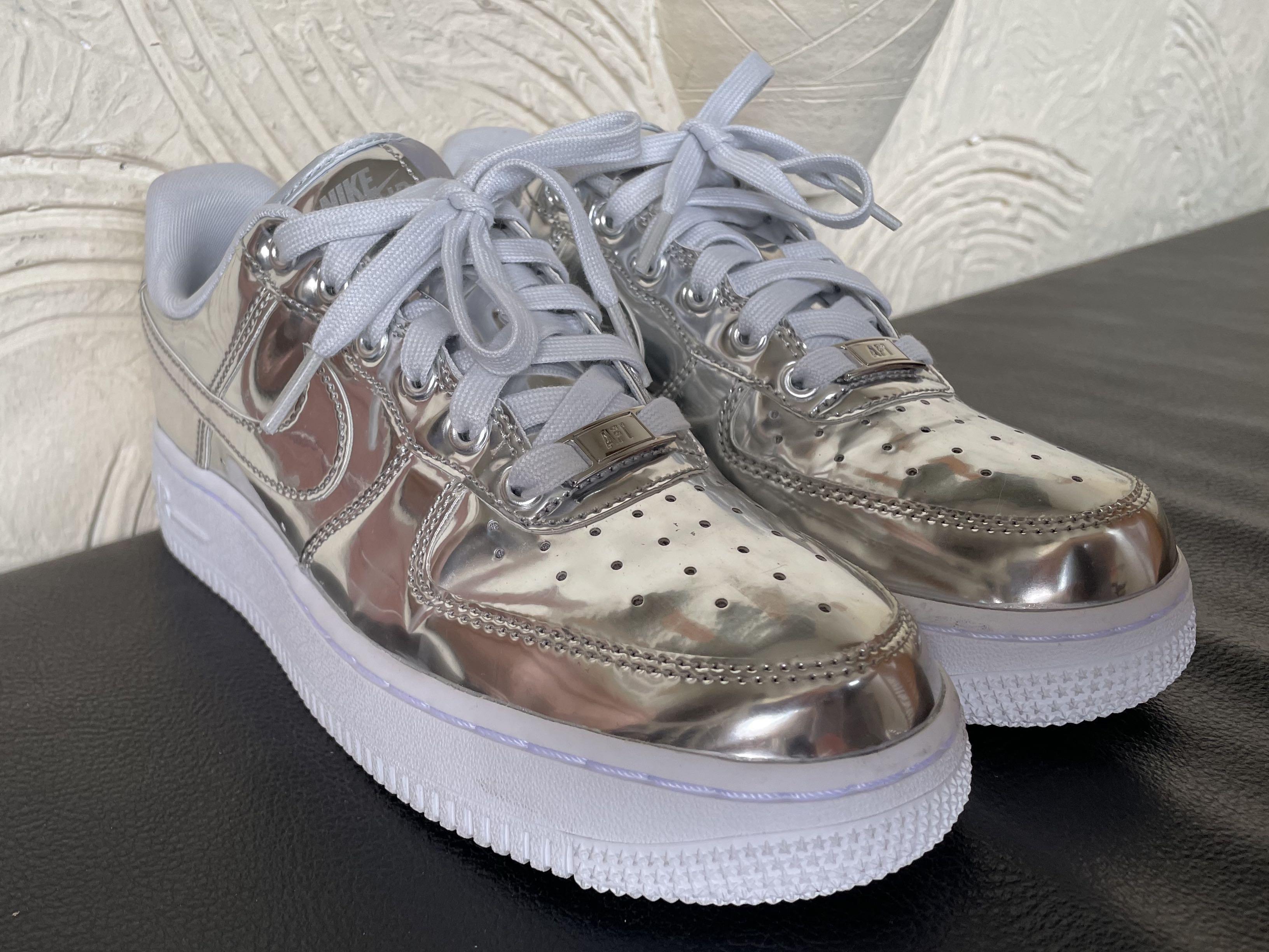 Nike AF1 Air Force 1 Silver Chrome, Women's Fashion, Footwear, Sneakers ...