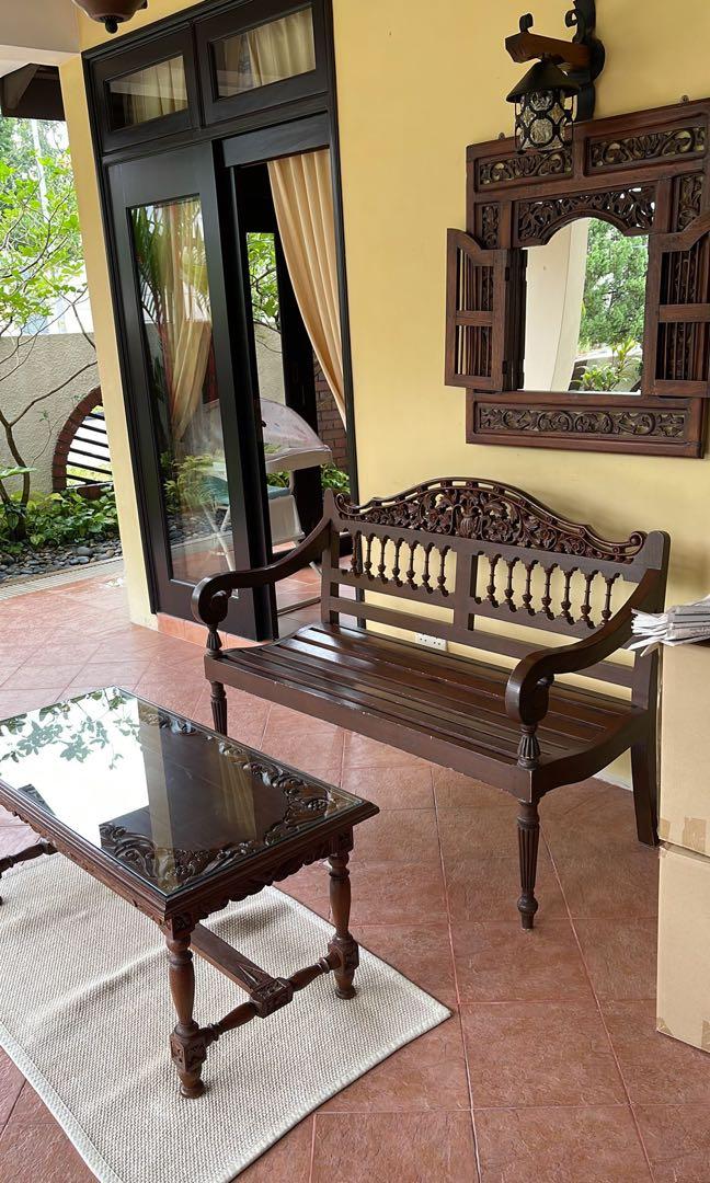 Peranakan table chair mirror bundle, Furniture & Home Living, Furniture ...