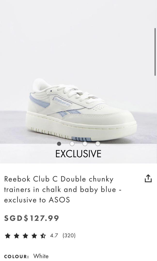 Reebok Club C Double chunky trainers in chalk and baby blue, Women's ...