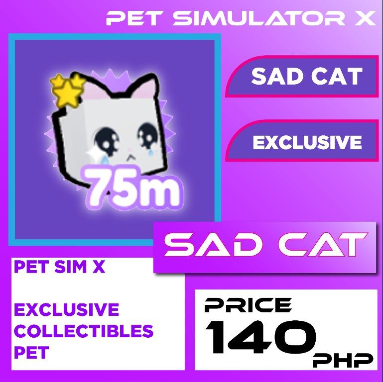 SAD CAT Exclusive - Pet Simulator X, Video Gaming, Gaming Accessories ...