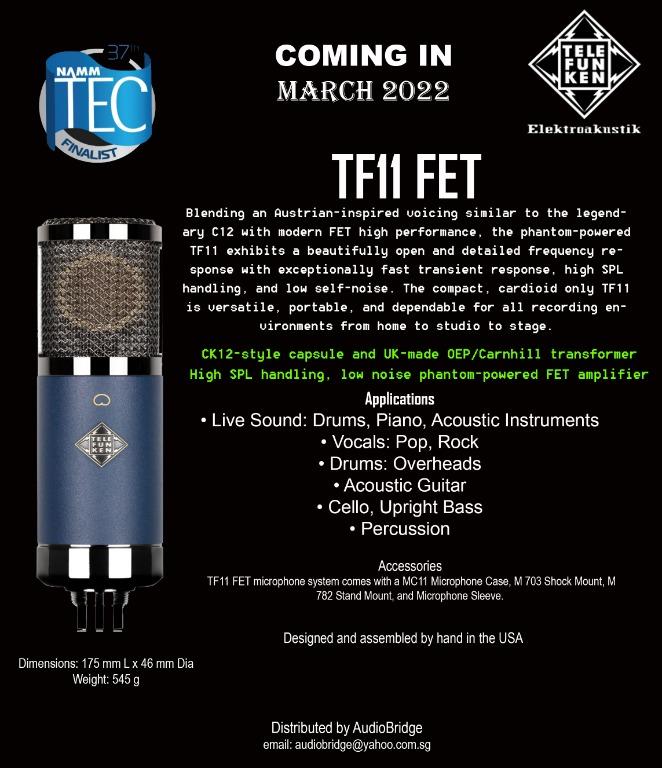TF-11 FET CARDIOID CONDENSER LOW SELF- NOISE MICROPHONE , Audio ...
