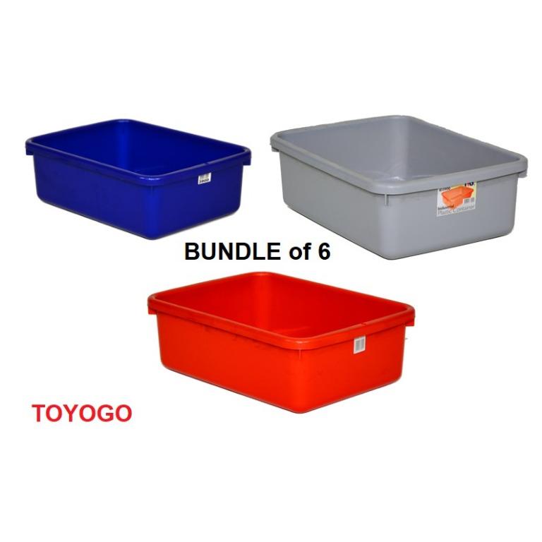 TOYOGO Pack of 6 Industrial Plastic Container Storage Trays Red / Blue ...