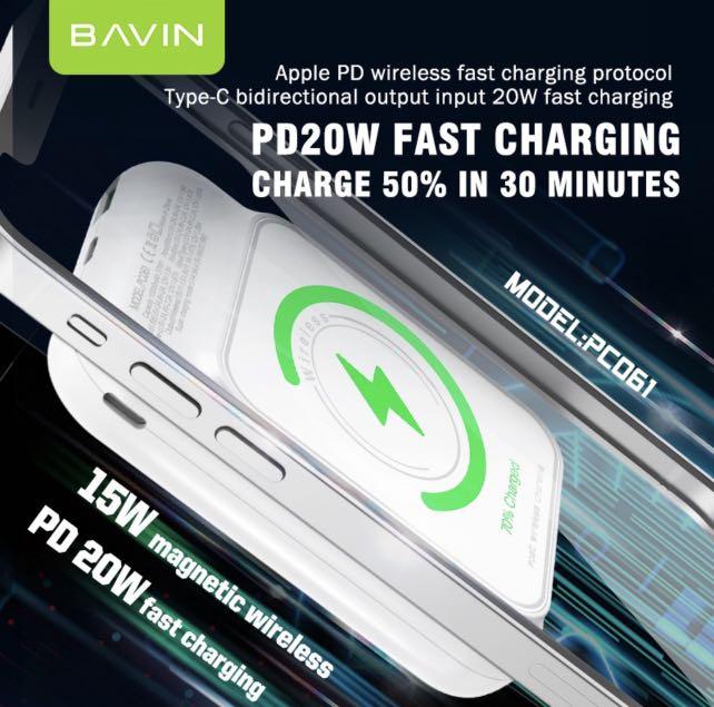 Authentic Bavin Magnetic Magsafe Wireless 10,000 mah Powerbank, Mobile ...