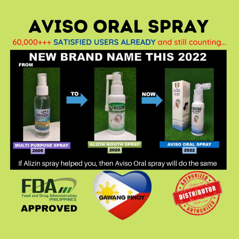 AVISO (ALSO KNOWN AS ALIZIN) ORAL MOUTH SPRAY-FDA APPROVED ( AUTHORIZED ...