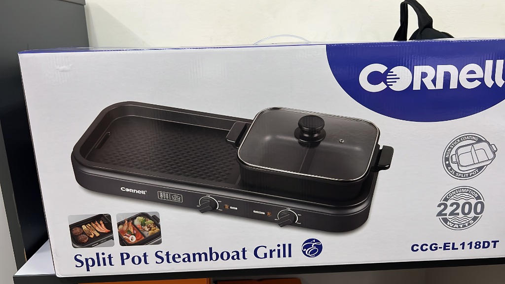 CORNELL 2 IN 1 STEAMBOAT NON STICK GRILL HOTPOT SET, Furniture & Home ...