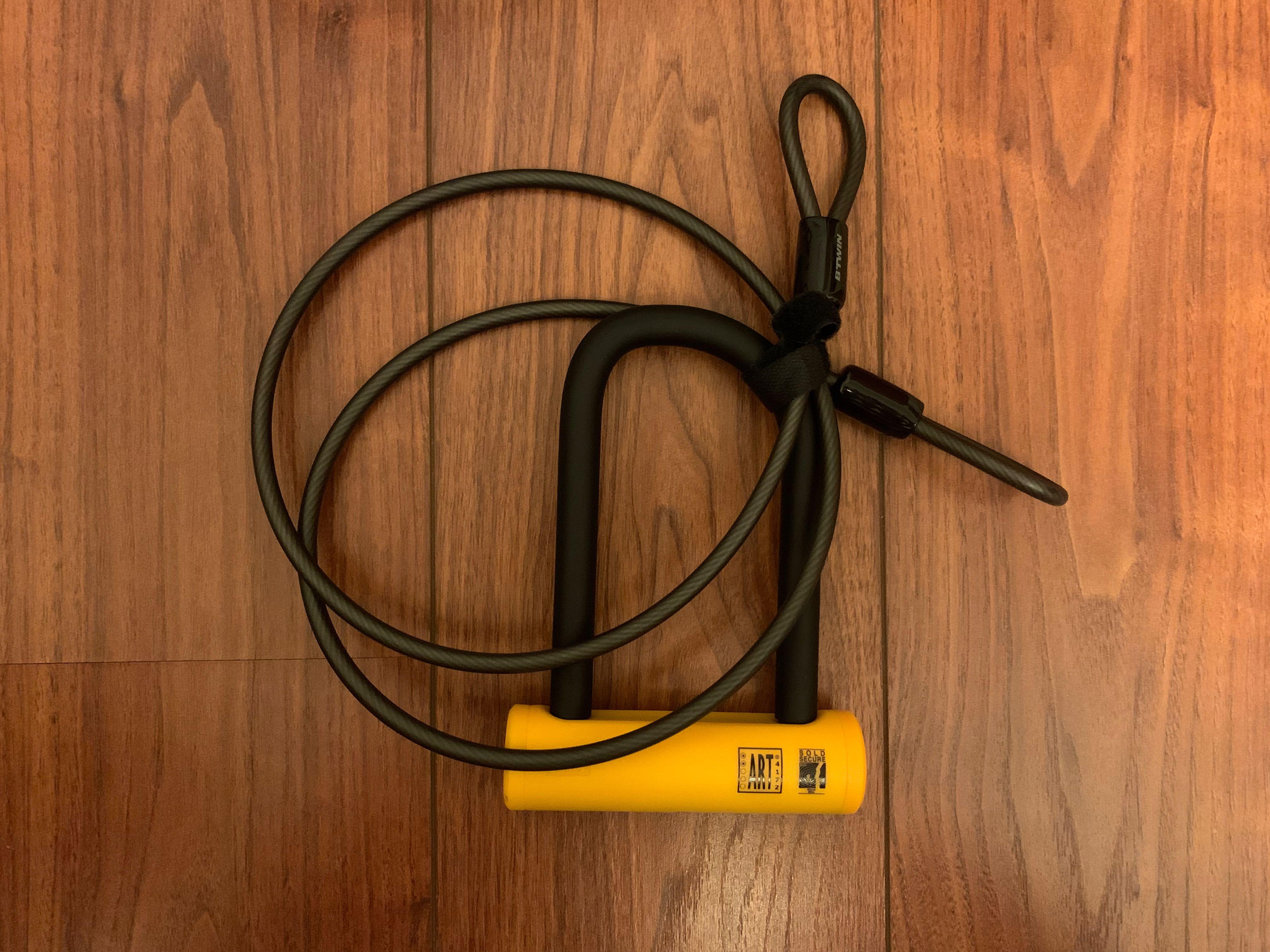 Decathlon Mini D bicycle lock and cable set, Sports Equipment, Bicycles ...