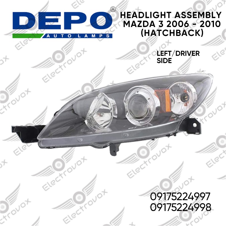 Depo Headlight Assembly for Mazda 3 2006 - 2010 Hatchback, Car Parts ...