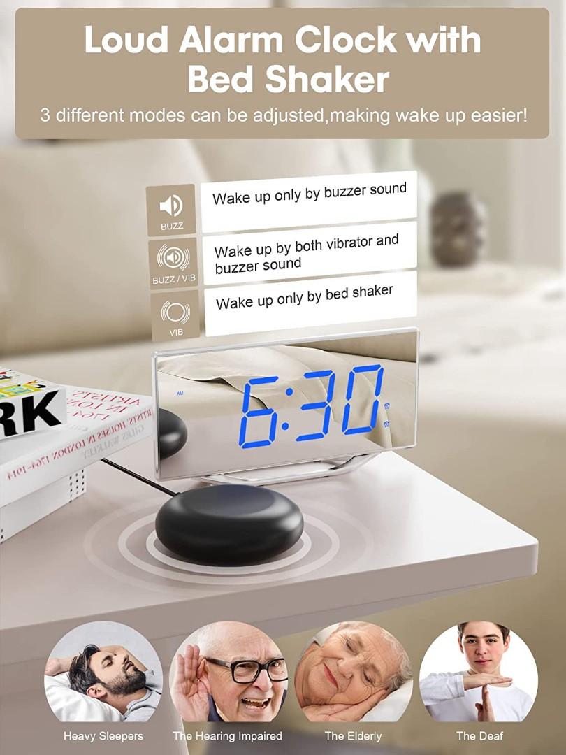 Extra Loud Alarm Clock for Heavy Sleepers Adults, 8.7" Mirror Digital ...