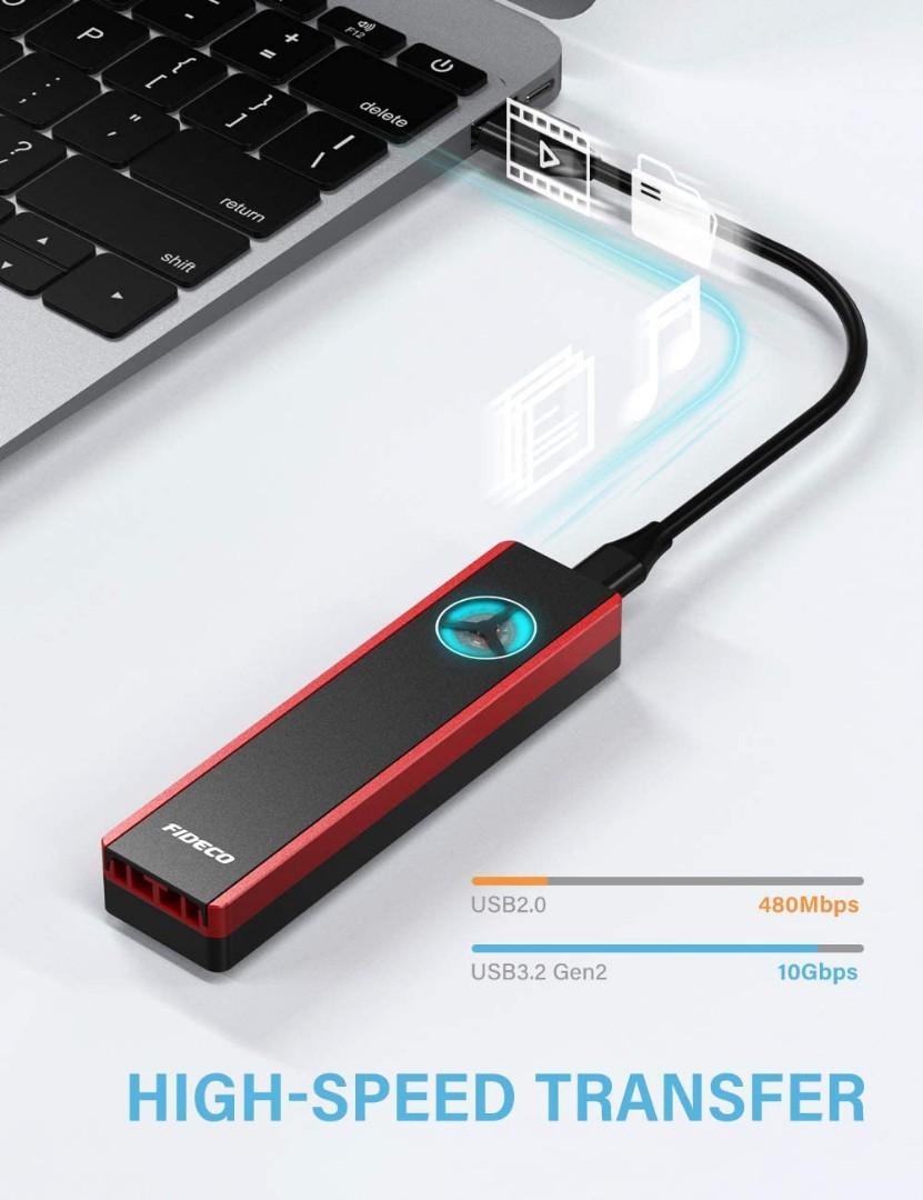 FireSale FIDECO M.2 NVME and SATA SSD Enclosure - USB 3.2, Gen2, 10Gbps ...
