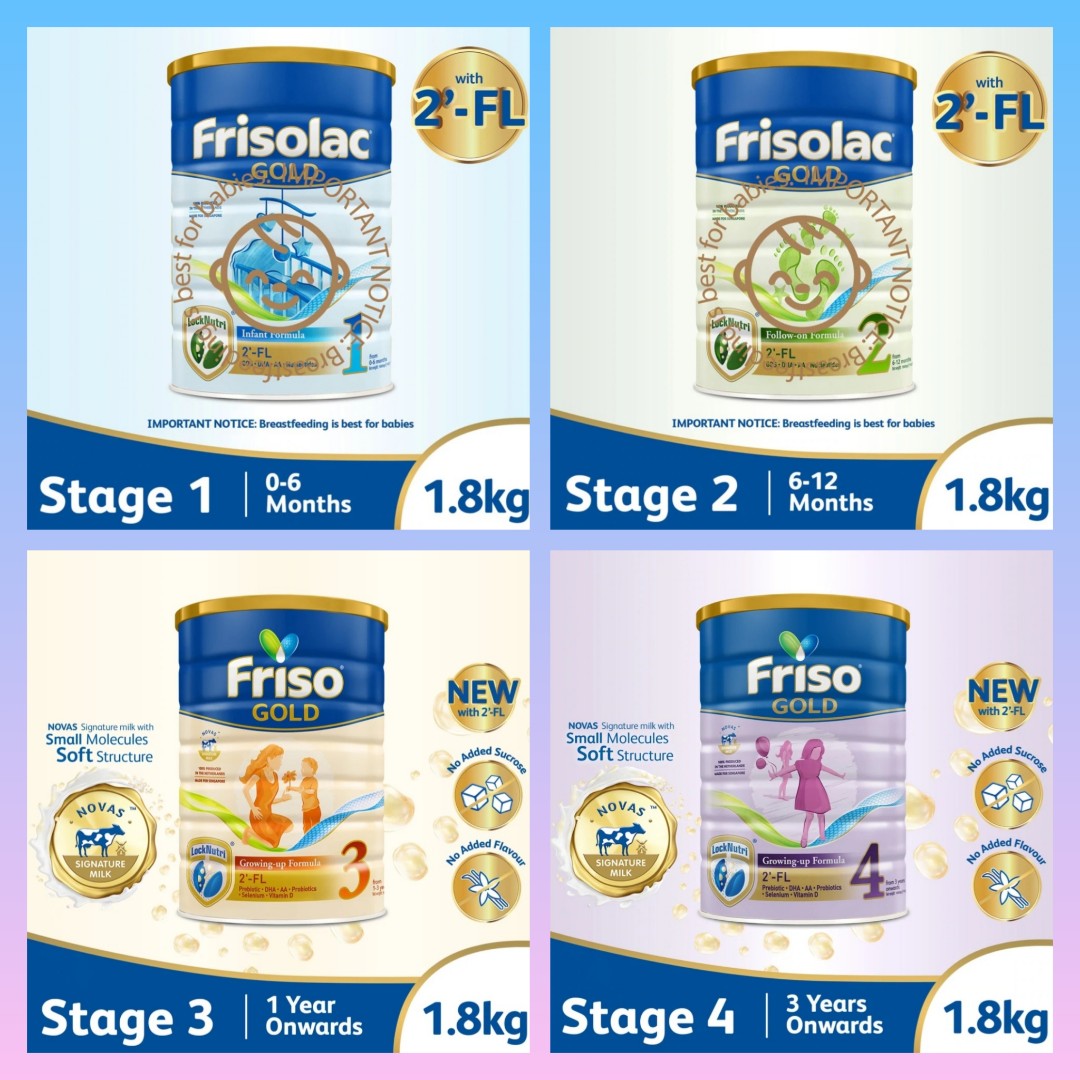 Friso Gold Stage (1/2/3/4) Milk Formula 1.8Kg, Health & Nutrition ...