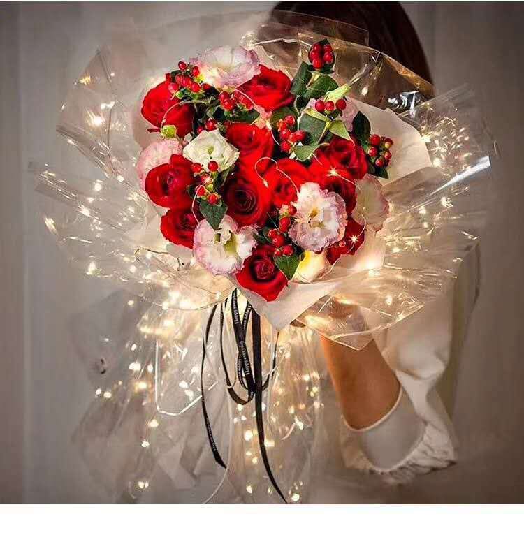 Lovely fresh roses bouquet (can top up with LED light paper ($6 ...