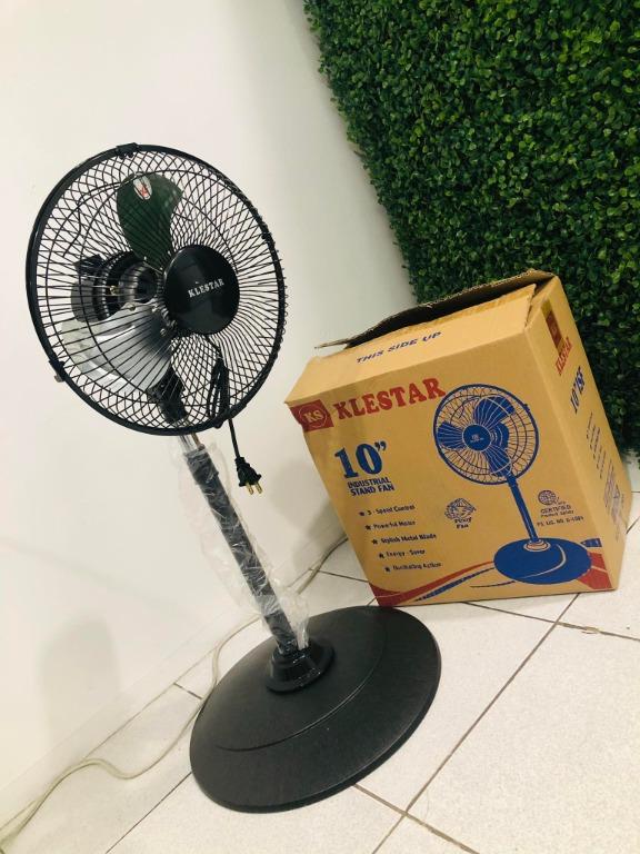 KLESTAR 10" Mini Stand Fan Metal Blade Black KSF10, Furniture & Home ...
