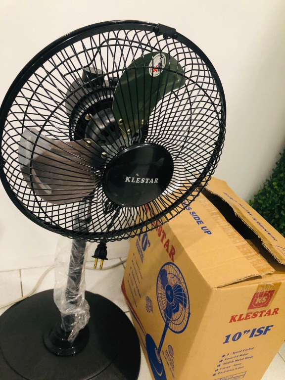 KLESTAR 10" Mini Stand Fan Metal Blade Black KSF10, Furniture & Home ...