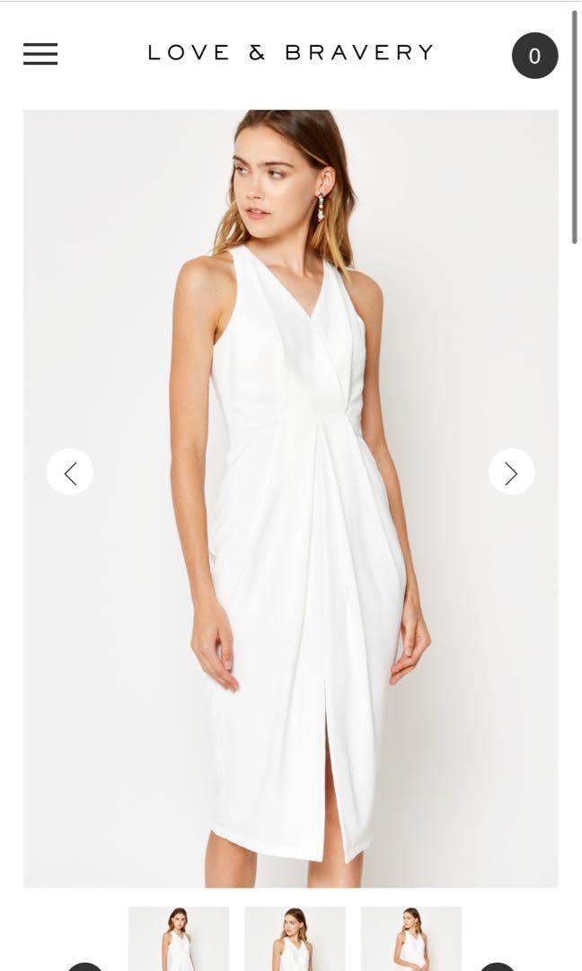 Love and Bravery Leslie Wrap Foldover White Dress, Women's Fashion, Dresses & Sets, Dresses on ...