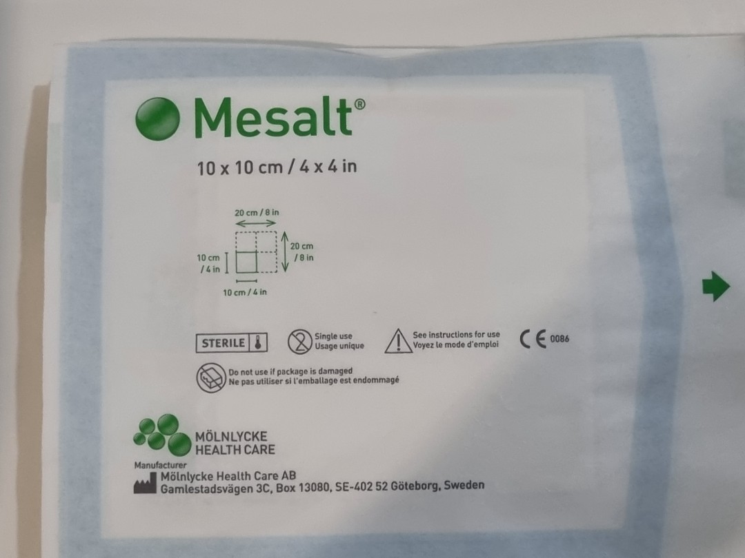 Mesalt 10x10cm sterile dressing, Health & Nutrition, Medical Supplies ...