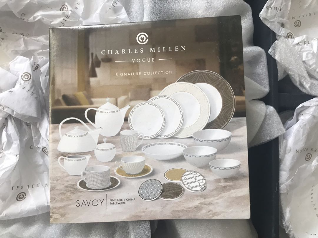 (New 20PC) Charles Millen Platinum Dining Set, Furniture & Home Living ...