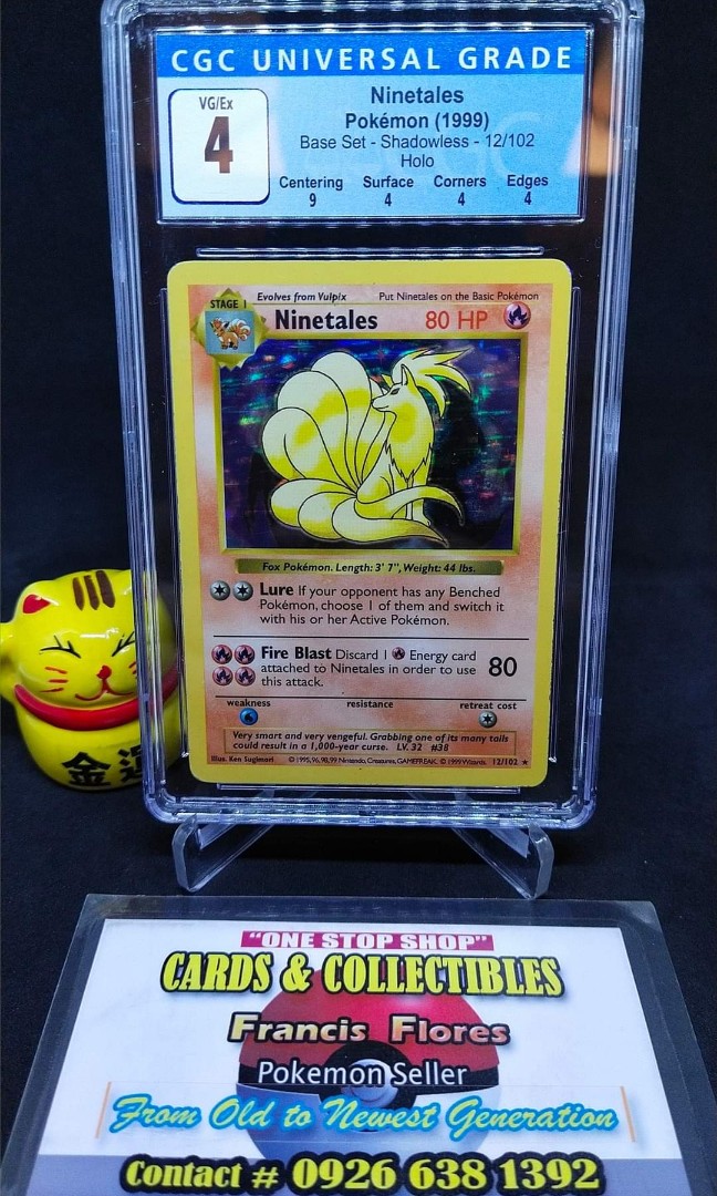 Pokemon GRADED Card - NINETALES #12 - HOLO (BASE SET (SHADOWLESS) YEAR ...