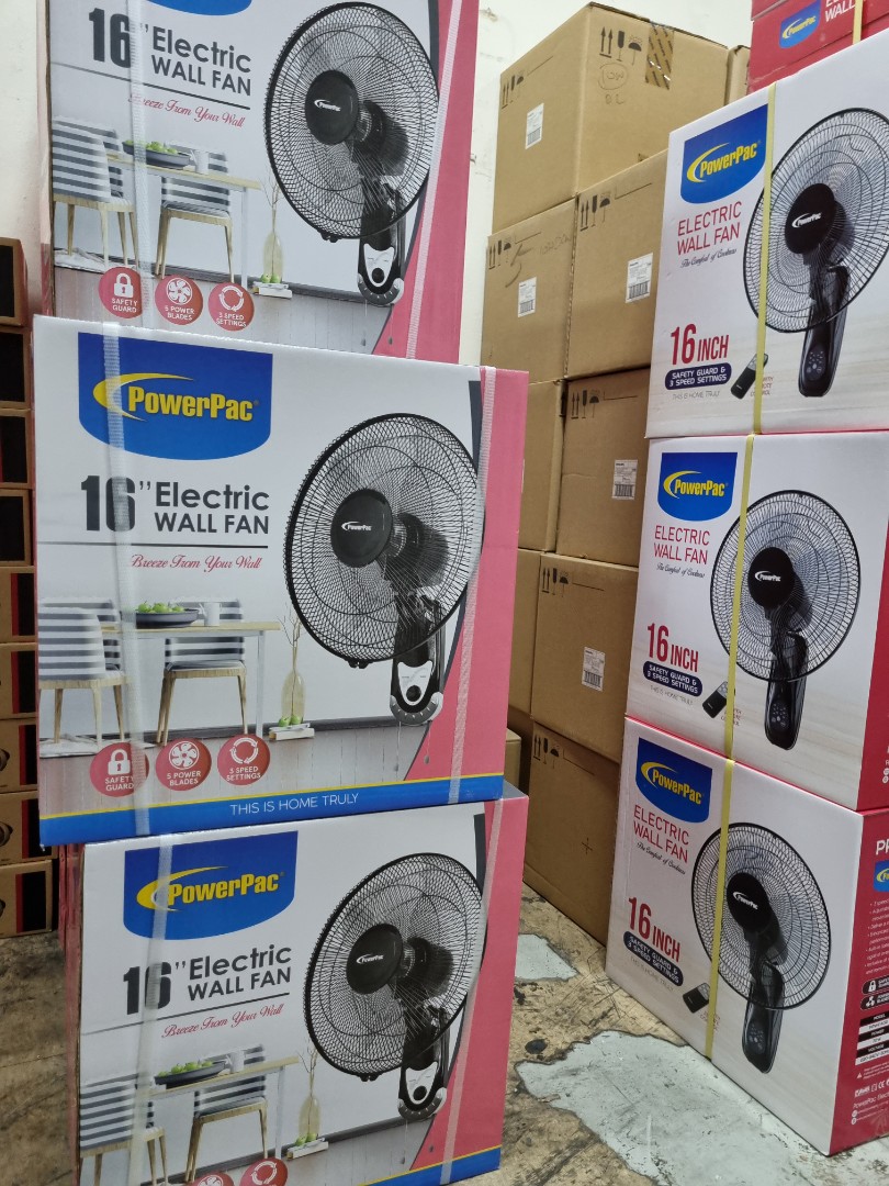 Powerpac 16" wall fan/ pull string/ remote control, Furniture & Home ...