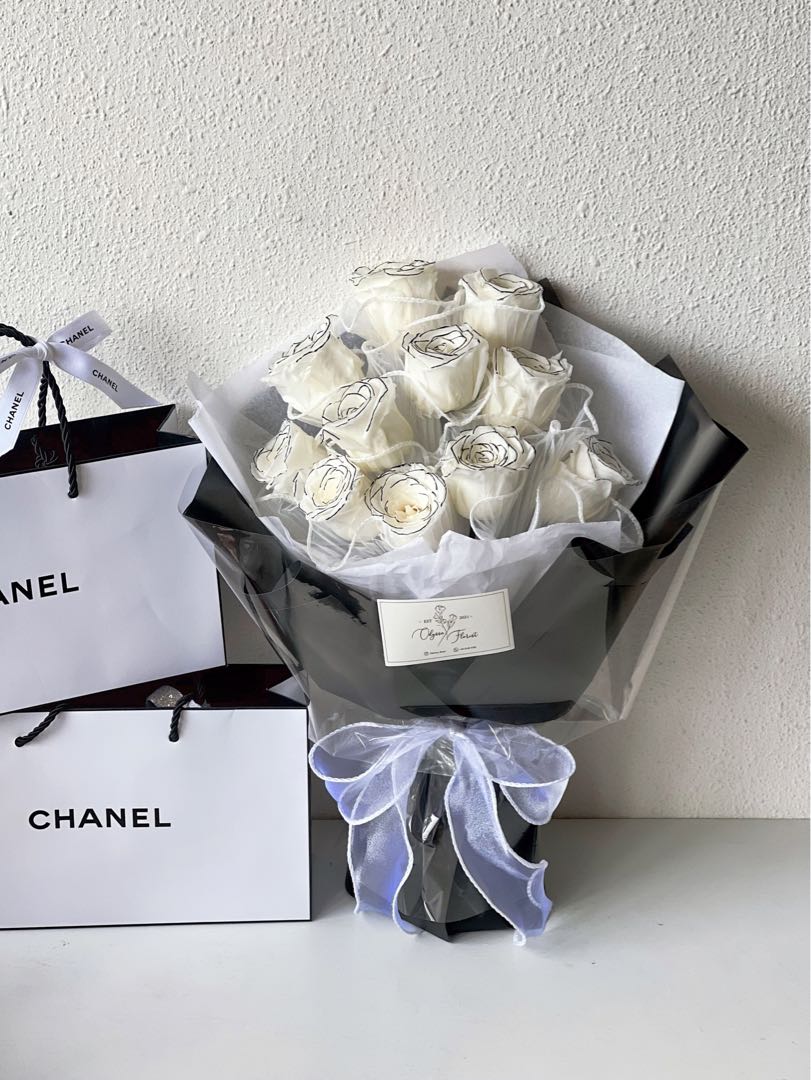 Preserved Chanel Flowers Bouquet, Hobbies & Toys, Stationery & Craft ...