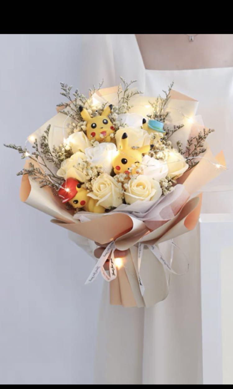 Flower Bouquet - Pokemon with 9 stalk Soap roses bouquet (bag size -ht ...