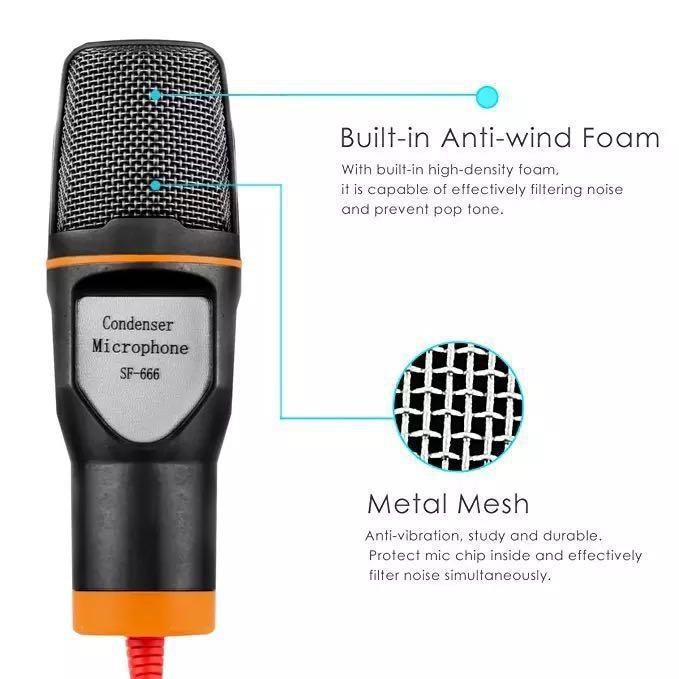 SF-666 Condenser Microphone Professional Recording Desktop USB Beginner ...