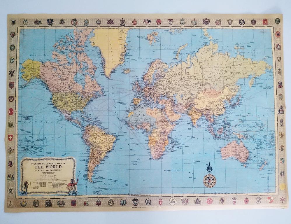 Stanford's General Map of the World on Mercator's Projection Nautical ...