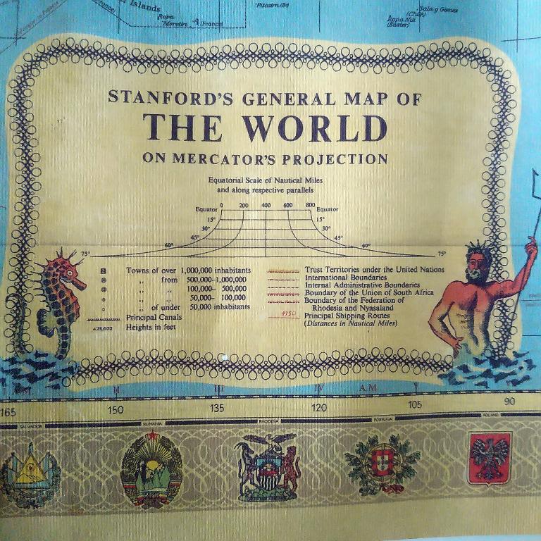 Stanford's General Map of the World on Mercator's Projection Nautical ...