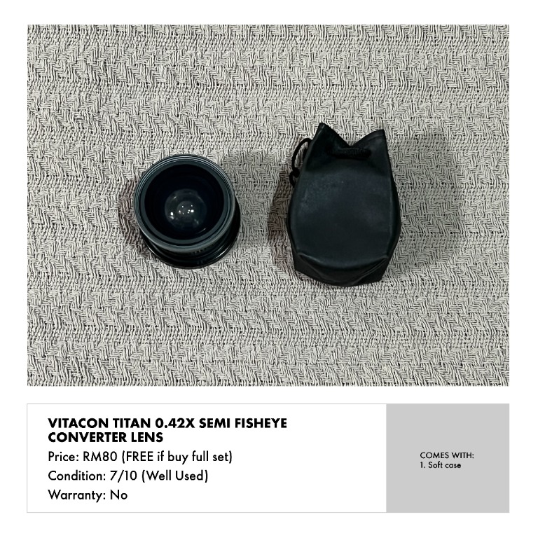 Vitacon Titan 0.42X Semi Fisheye Converter Lens, Photography, Lens ...