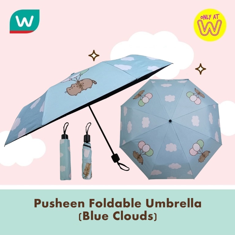 WATSONS PUSHEEN FOLDABLE 21 INCH UMBRELLA BLUE CLOUDS, Women's Fashion, Jewelry & Organisers ...