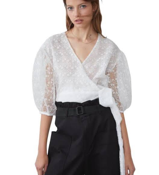 Zara white puff wrap around top, Women's Fashion, Tops, Blouses on ...