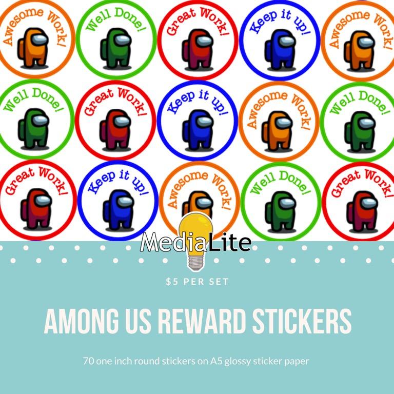 Among Us Teacher Reward Stickers, Hobbies & Toys, Stationery & Craft ...