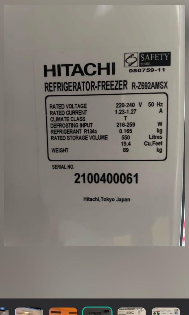 Big Hitachi Fridge Freezer, TV & Home Appliances, Kitchen Appliances ...