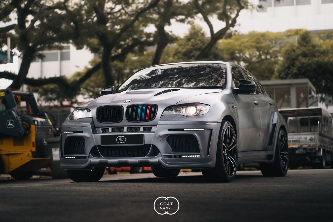 Brushed Black Metallic Vinyl Wrap On Wide Bodykit BMW X6 HAMANN Like ...