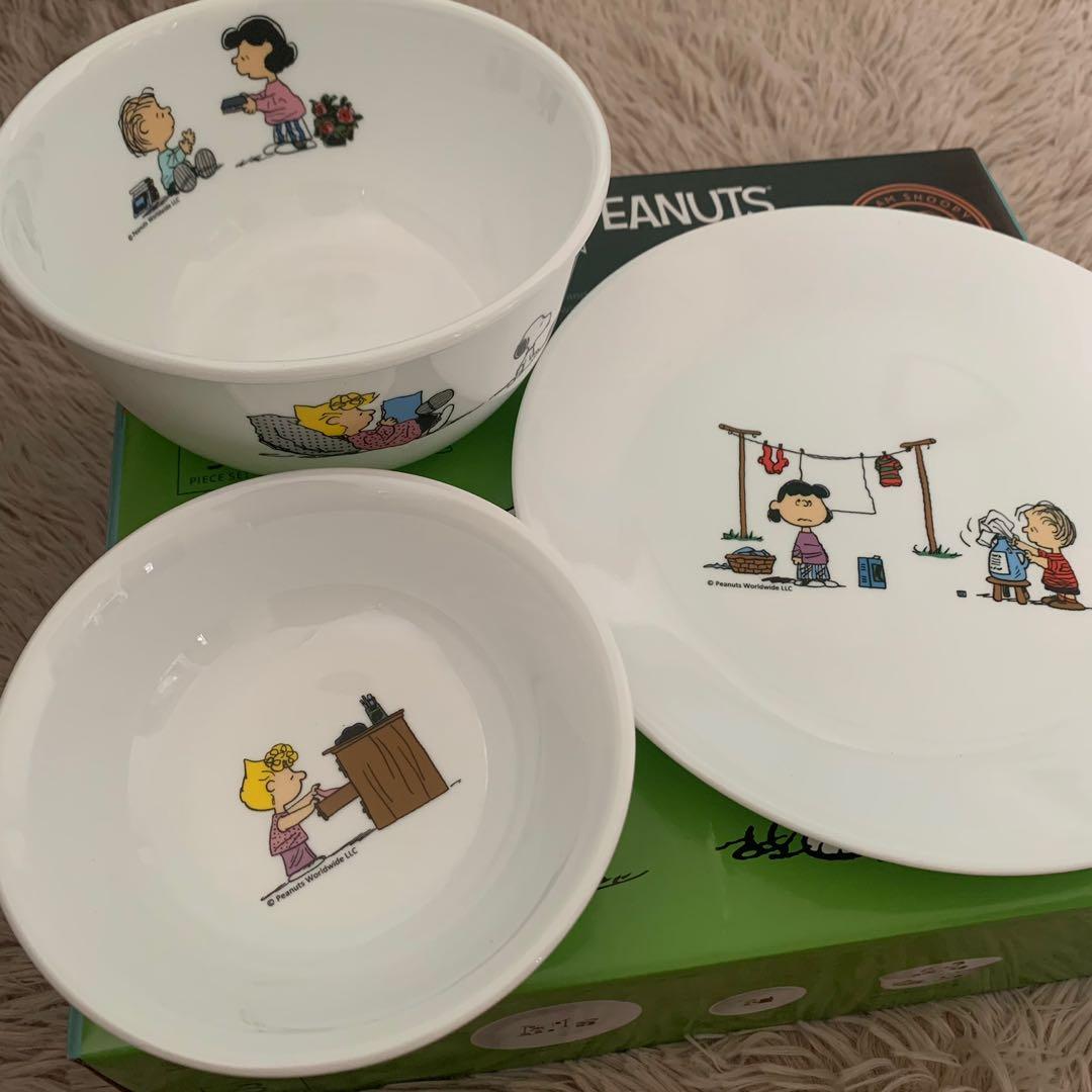 Corelle x Peanuts Set 3 pcs Limited Edition, Furniture & Home Living ...