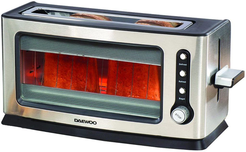 Daewoo SDA1060 Glass Toaster, 18/10 Steel, 900 W, TV & Home Appliances ...