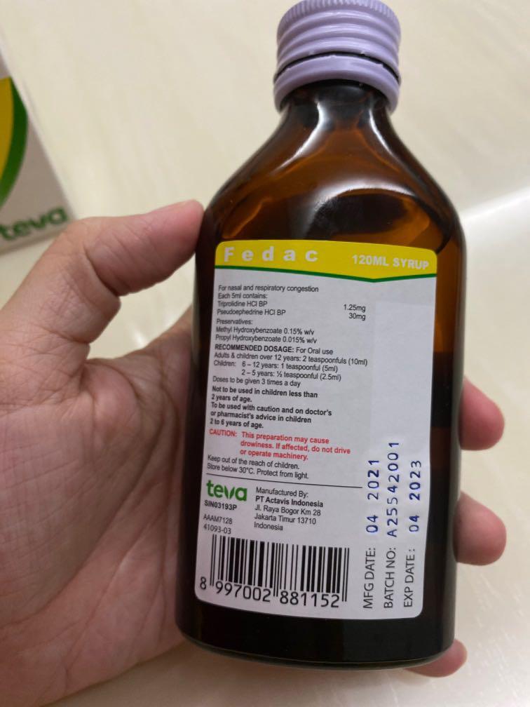 Fedac 120ml syrup for nasal and respiratory congestion, Everything Else ...