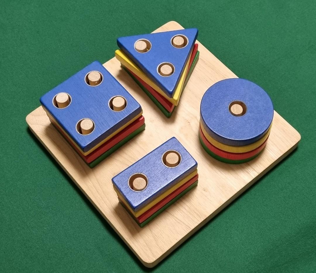 Geometric sorting board(wooden toy), Babies & Kids, Infant Playtime on ...
