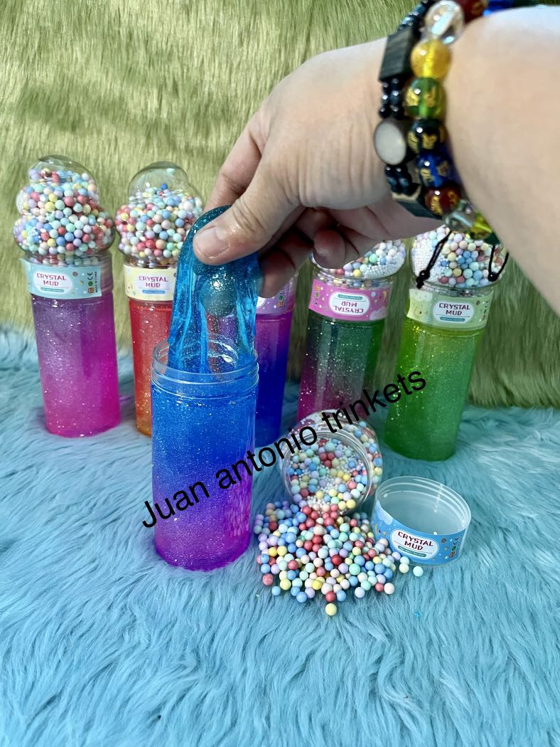 Glittering Crystal Mud slime w/ Rainbow Foam Toppers, Hobbies & Toys, Toys & Games on Carousell