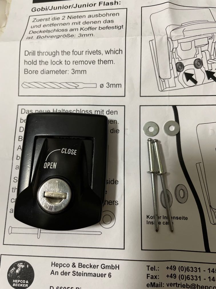 Hepco & Becker Lid Lock, Motorcycles, Motorcycle Accessories on Carousell