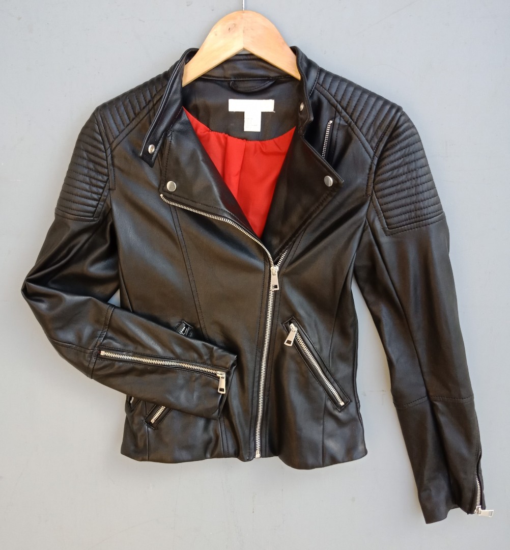 H&M Leather Biker Jacket, Women's Fashion, Coats, Jackets and Outerwear ...