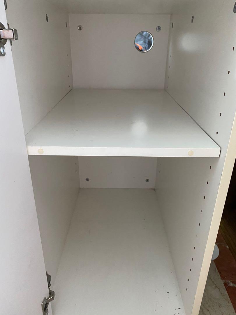 IKEA white desk with Hilver legs, storage/computer cabinet and cable ...