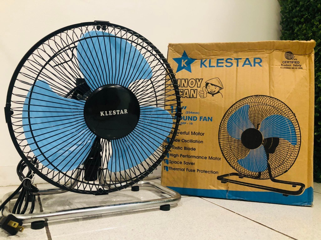 KLESTAR 10" Mini Ground Fan Plastic Blade Black GFP10, Furniture & Home ...