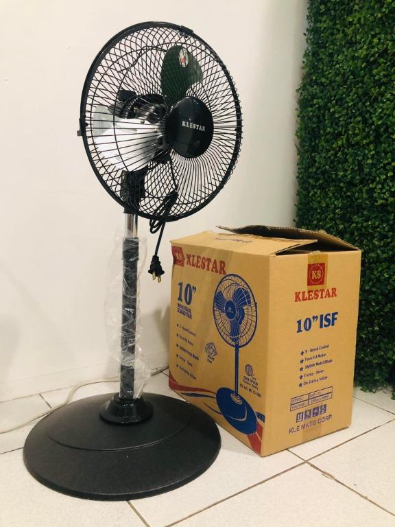 KLESTAR 10" Mini Stand Fan Metal Blade Black KSF10, Furniture & Home ...